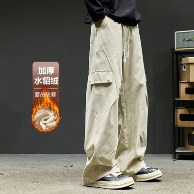 色工装牌皱休闲伞兵裤松