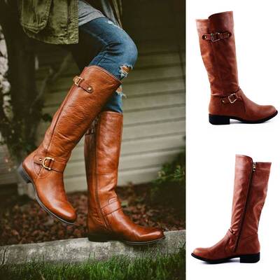 womens leather long boots for ladies flat shoes EUR40 43 42
