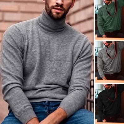Men autumn winter long sleeve tops knit sweater turtleneck