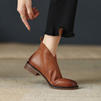 断码特价福利，3厘米头层牛皮小短靴1148