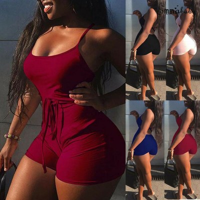 2019 New Summer Women Rompers Sexy Lace-up Backless Sleevele