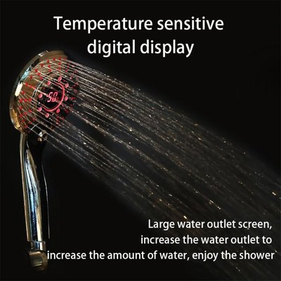 Recableght LED Digital Shower Head Handheld Spa Shower Head