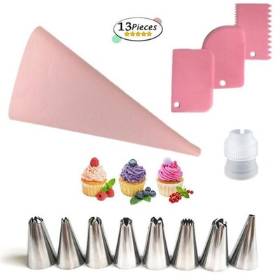13pcs/set Icing Piping Nozzle Tips Fondant Scraper Smoother