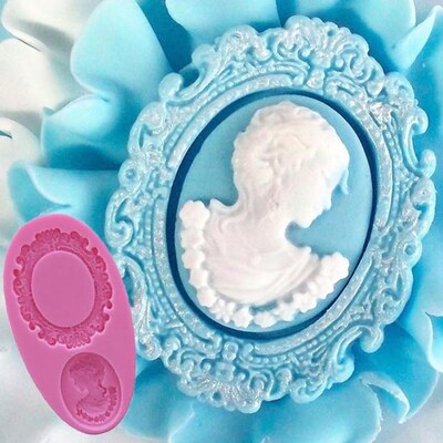 Oval Cameo & Oval Frame Fondant Mold Miniature Frame Silicon