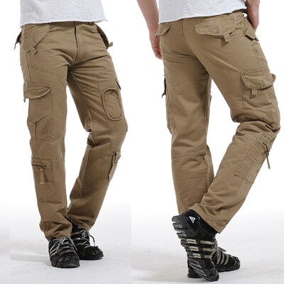 Outdoor trousers baggy multi-pocket camo work pants for men