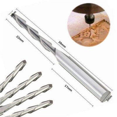 1PC 3.175MM Solid Carbide 2mm Dia Spiral 2 Flutes Ball Nose