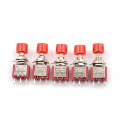 5pcs/lot Red  3Pin C-NO-NC 6mm Mini Momentary Automatic retu