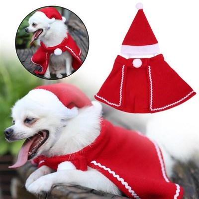 New Transer Christmas Dog Cloak Hat Set Red Fleece Pet Dog C