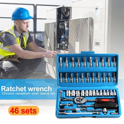 46pcs/set Chromium Vanadium Steel Repair Combination Kit Wre