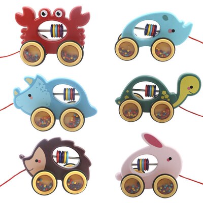 1-3Y Baby Pull Walking Toy Creative Cute Cartoon Rabbit Crab