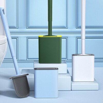 Toilet Brush Water Leak Proof With Base Wc Flat Head Flexibl