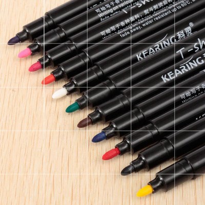 11x MultiColor Permanent Fabric Marker Pens Textile Clothes