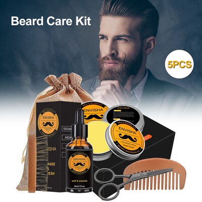 New 5pcs/set Men Beard Kit Grooming Beard Set Barba Beard Oi
