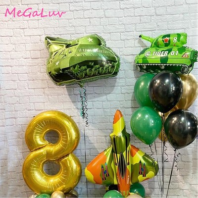 40inch Gold Foil Number Balloons Tank Airplane Inflatable Ba