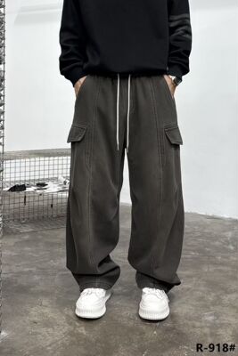 实体美式复古工装裤男新款大口袋水洗做旧宽松加绒直筒高品休闲裤