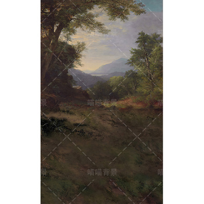 欧式油画风影楼婚纱摄影拍照背景布影棚室内树林氛围感高级感喷绘2026年新款摄影背景纸商拍内景法式MH-3485