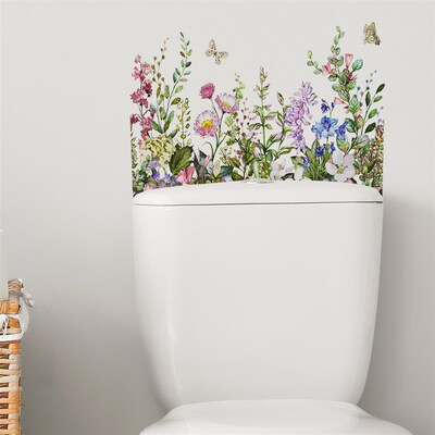 Flower Butterfly Toilet Stickers for Bathroom Selfadhesive W