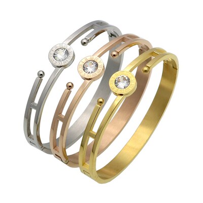 Fashion Roman Numeral Diamond Hollow Buckle Bracelet Persona