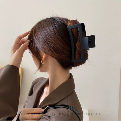 New Matte Large Jaw Clip Set Rubberized Hair Clip Coffee Col