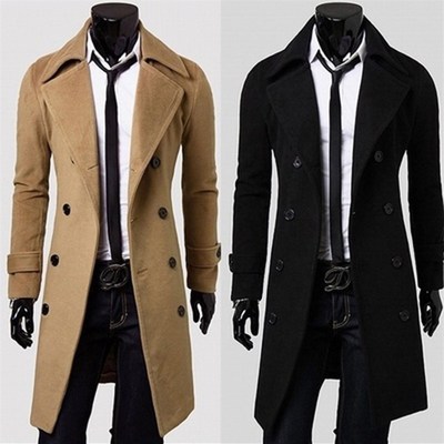 2025 Mens MidLong Suit Collar Fashion Slim Fit Wool CoatMens