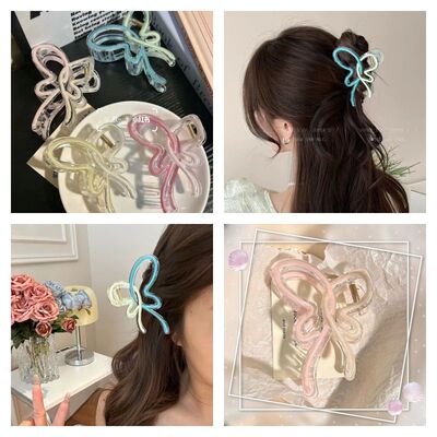 氛围女神超仙款清新滴油渐变清新蝴蝶鲨鱼夹抓夹少女心发饰抓夹款