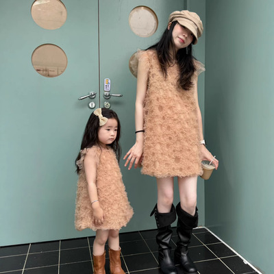 女童连衣裙夏季2025新款儿童洋气亲子装时髦背心裙母女装薄款小香