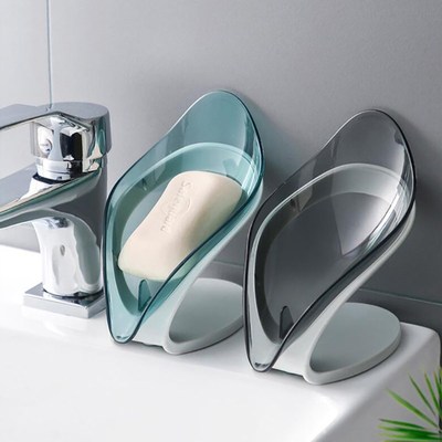 1Pc Creative Leaf-shaped Bathroom Drain Soap Dish Transparen