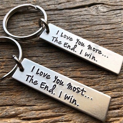 ? I Love You More car key ring the End I Win keychain valent