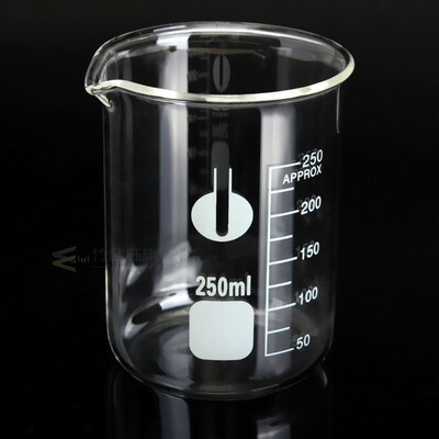 KICTE 250ml Lab Beaker Borosilicate Glass Laboratory Low m C