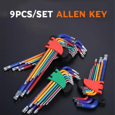 9Pcs 1.5mm-10mm Color Coded Ball-End Hex Allen Key L Wrench