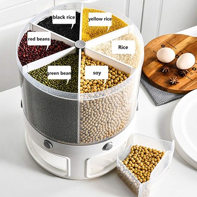 6 Grids Kitchen food storage Cereal Dispenser Storage Box Ro