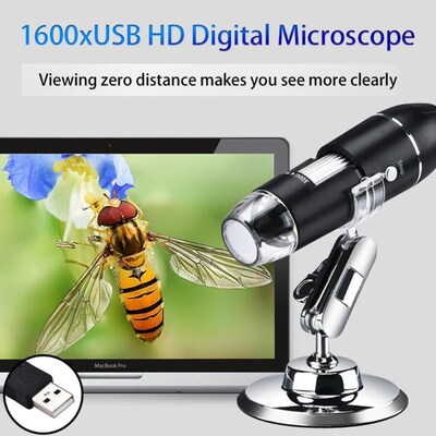 Alloet 1000X 1600X 8 LED Digital Microscope USB HD Handheld
