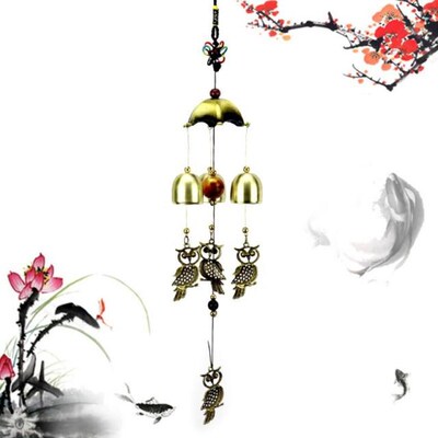 Wind Chime Vintage Owl Bells Windchime Hanging Decoration Ho