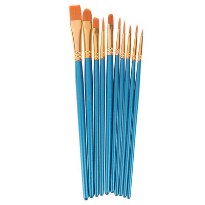 New 10Pcs Artist Paint Brush Set Nylon Hair Watercolor Acryl