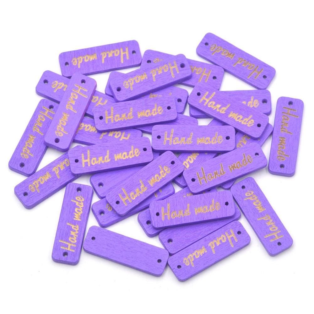 50Pcs Wooden Handmade Design Label Tags Sewing 2 Holes Color_虎窝淘