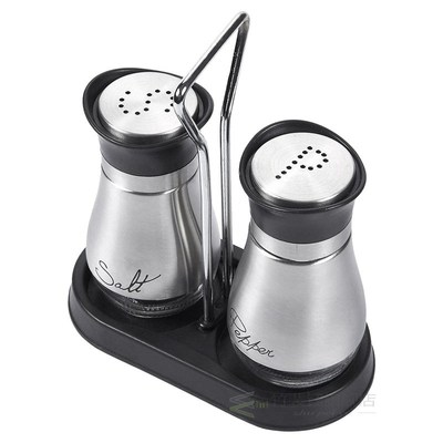 Salt and Pepper Shakers Set - High Grade Stainless Steel wit