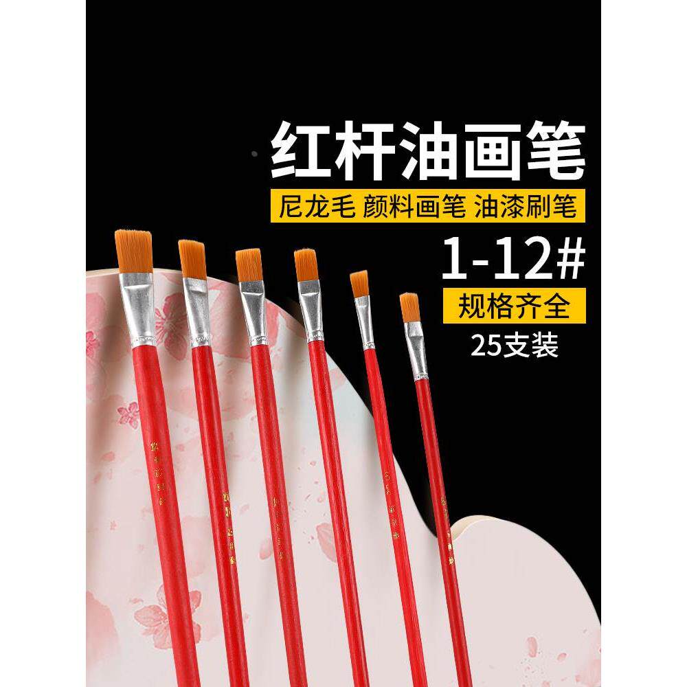 油画笔排笔刷子画笔毛笔水粉刷笔画画水彩颜料笔尼龙水粉笔套装