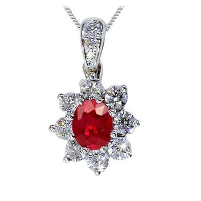 Creative Necklace Exquisite Floral Pendant White K Red