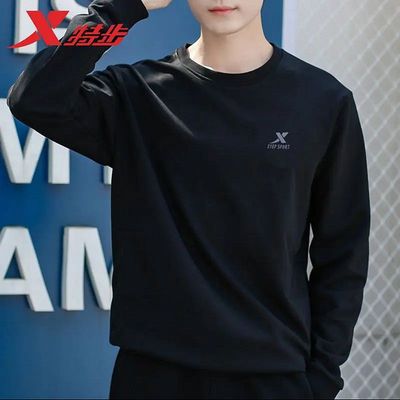 特步卫衣男圆领百搭运动上衣官方