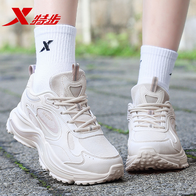 特步女鞋休闲老爹鞋透气百搭正品