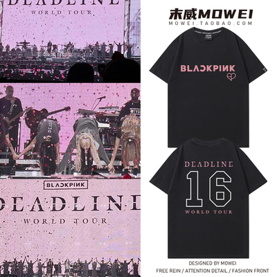 BLACKPINK巡演deadline演唱会周边衣服彩英lisa智秀jennie短袖T恤