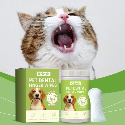 Kriath 猫狗牙齿清洁湿巾 猫狗牙齿护理手指湿巾温和洁牙指套湿巾