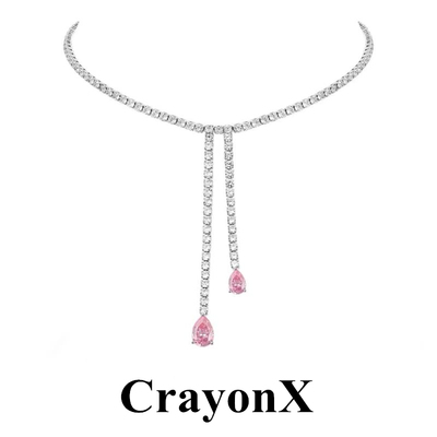 粉色水滴经典简约款锆石项链