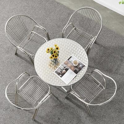 Stainless steel folding dining table for home use; simple round table for street stalls;dessert shop