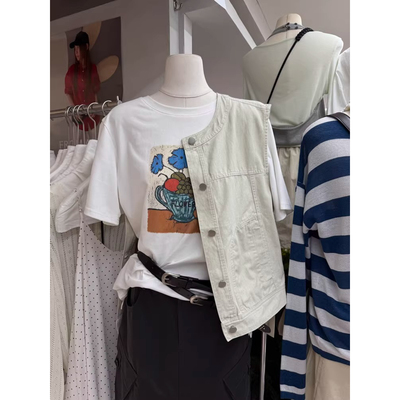 ELOF02507# 官图 21支纯棉-210克（100%棉） 2026年夏装短袖T恤女