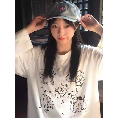 ELOF3265# 官图 21支纯棉-210克（100%棉） 秋装长袖T恤女宽松上