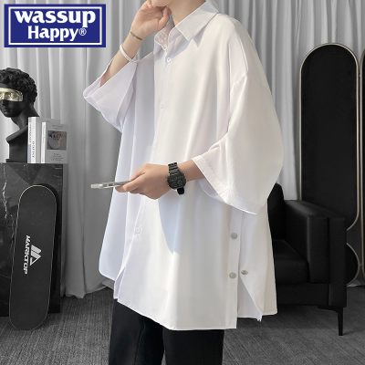 wassuphappy潮流百搭短袖衬衫男