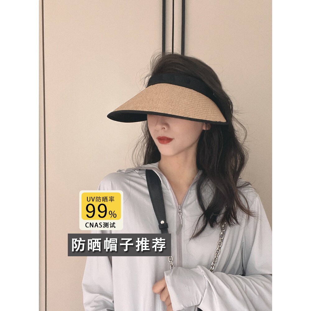 Classy key新加坡设计师联名款遮阳防晒草帽女夏季防紫外线空顶帽