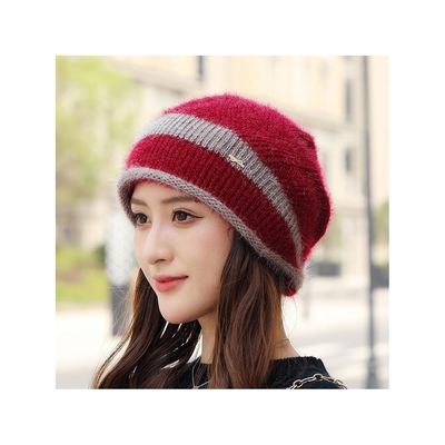 帽子女爆款秋冬毛线帽保暖针织帽女士包头帽优雅堆堆帽冷帽薄款