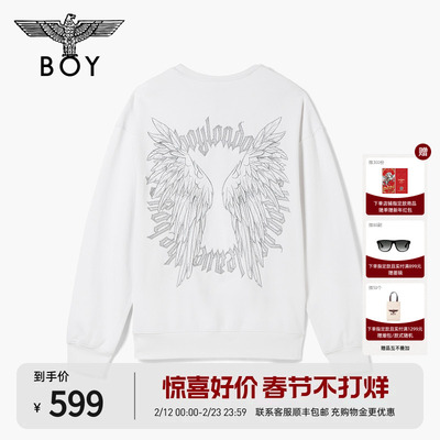 BOYLONDON时尚潮流圆领套头绣花长袖上衣春季男女同款卫衣N03050